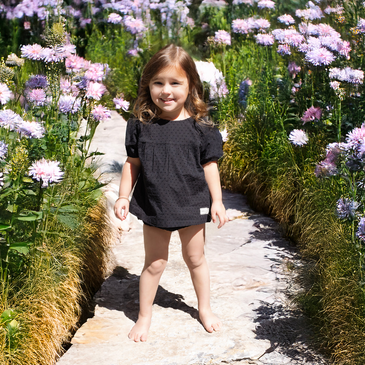 Toddler Black Swiss Dot Top & Bloomer Set – Mirillus Child